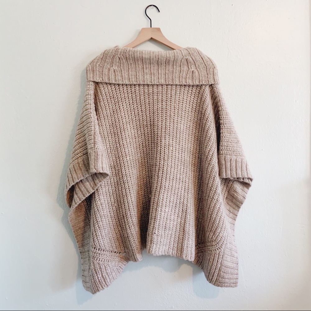 Anthropology Moth Wool Poncho Oatmeal - Gem